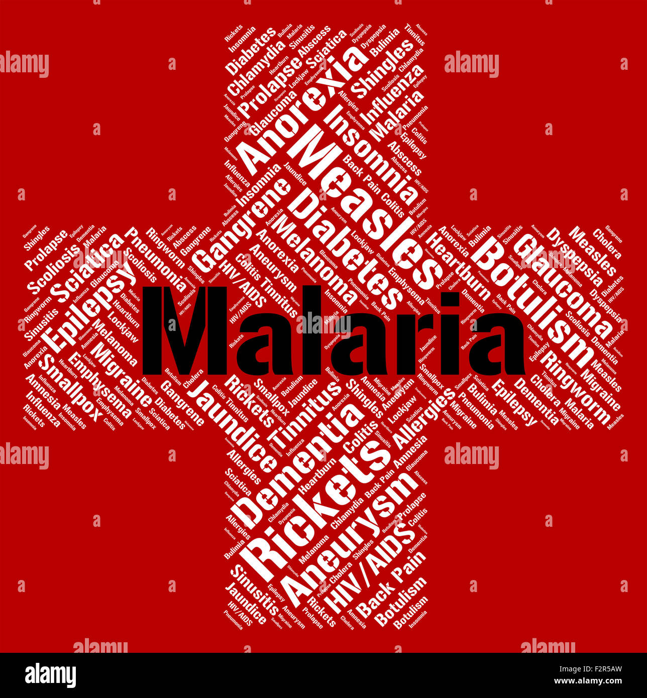 Malaria Word Representing Ill Health And Sickness Stock Photo - Alamy