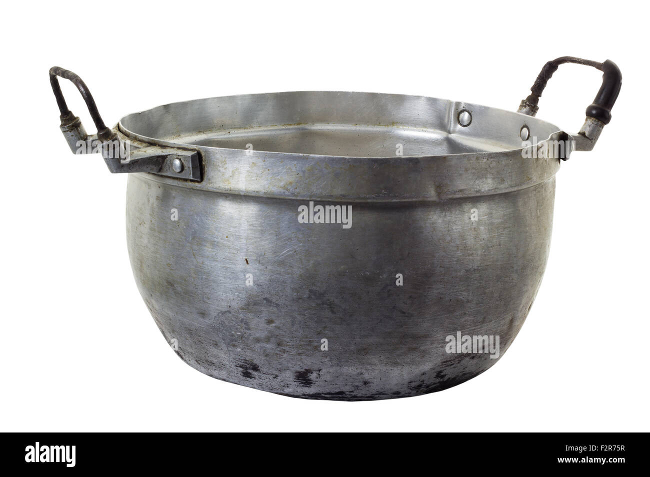 Old and bad condition of zinc kitchen pot, isolated on white background ...