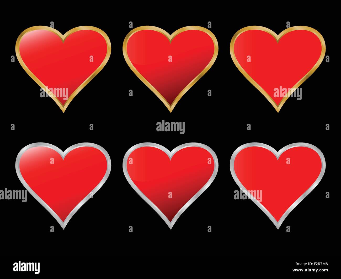 Six hearts on a black background. Vector illustration Stock Vector ...