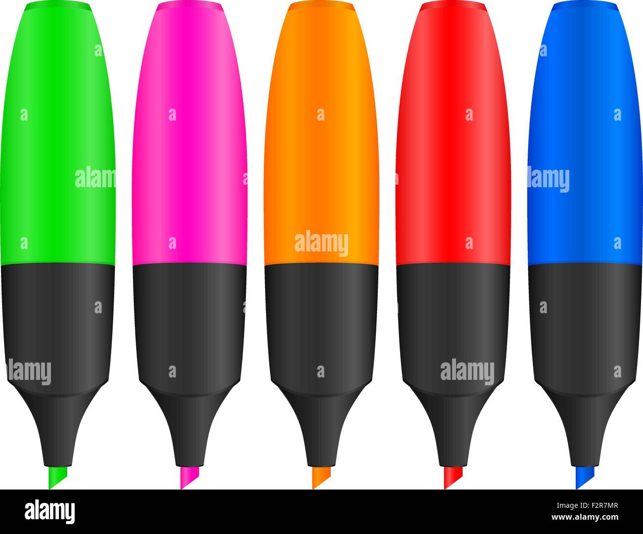 Five colors text markers on a white background. Vector illustration ...