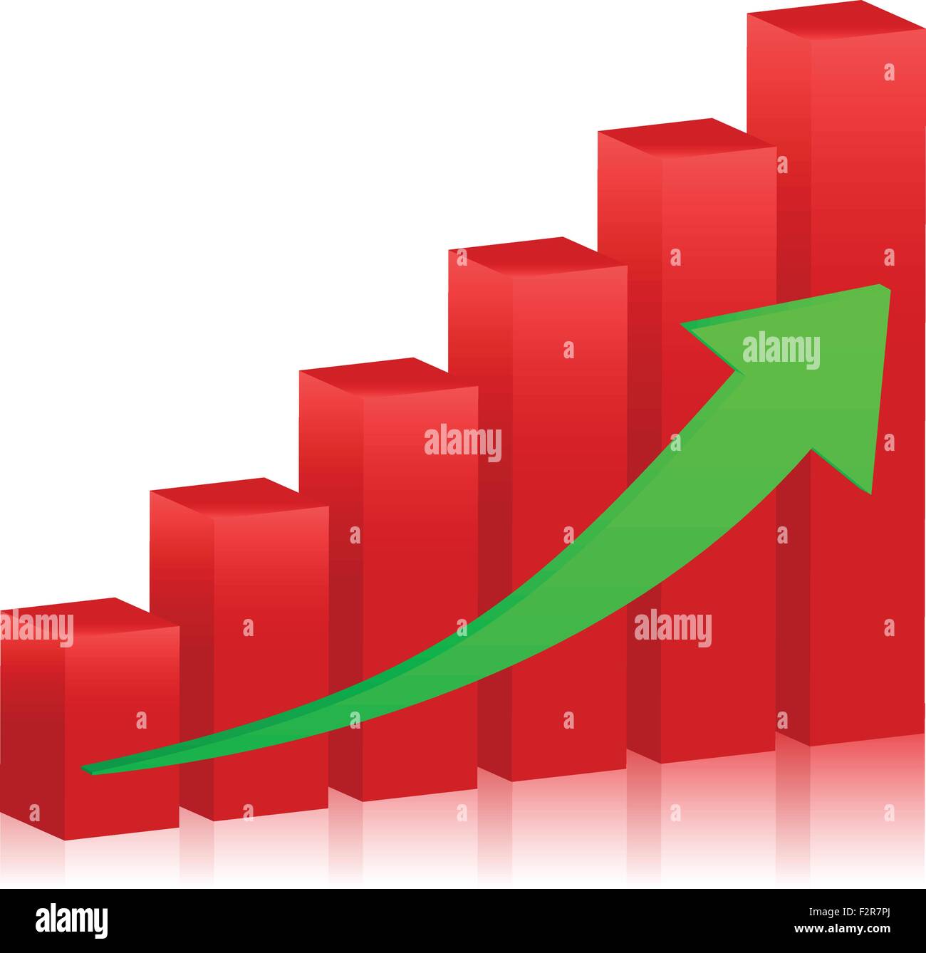 3D red diagram with reflection on a white background. Vector ...