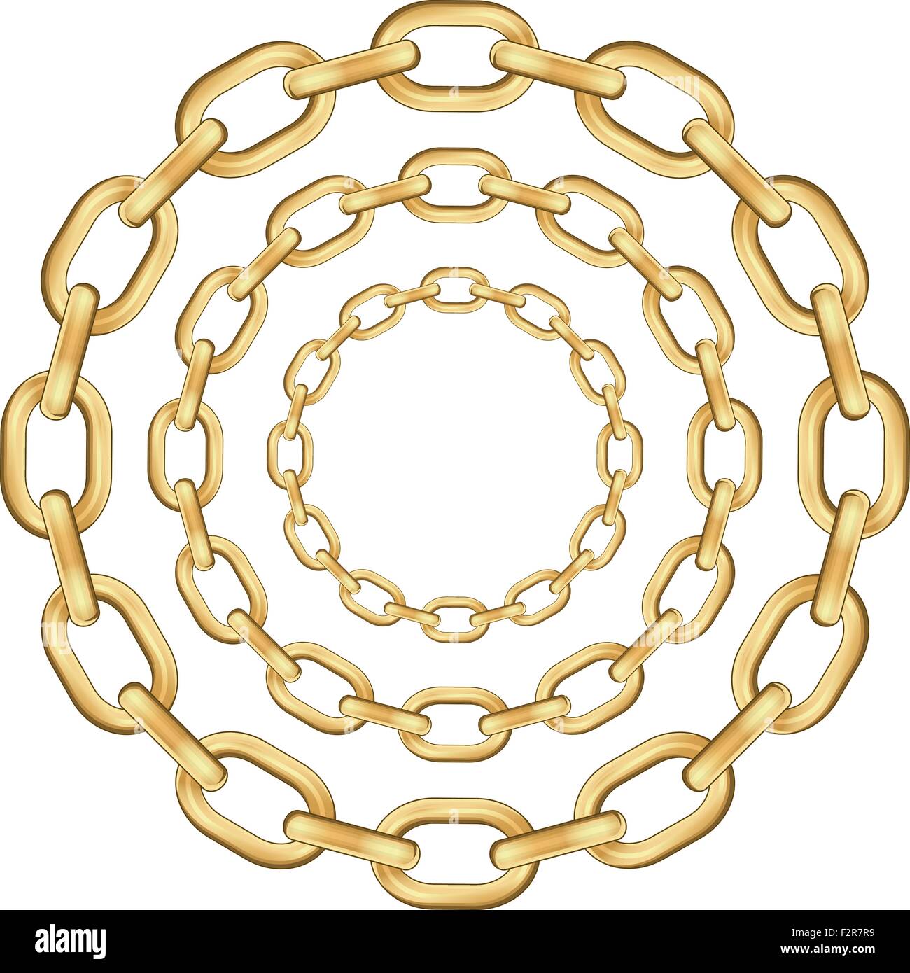 Gold circle chains isolated on white background. Vector illustration ...