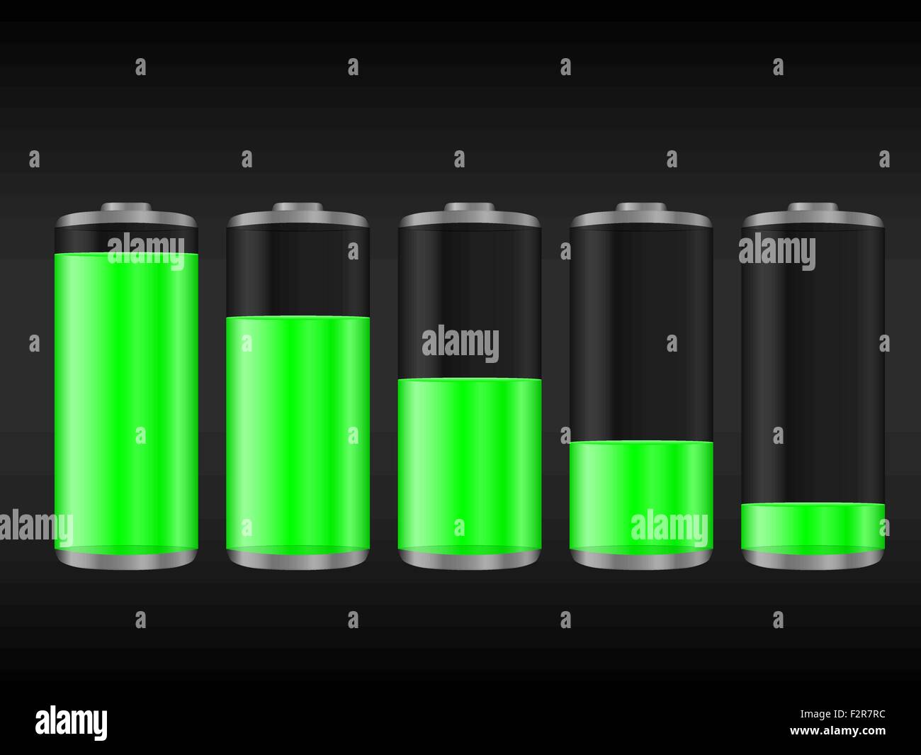 Battery with the level of charge on a black background. Vector ...