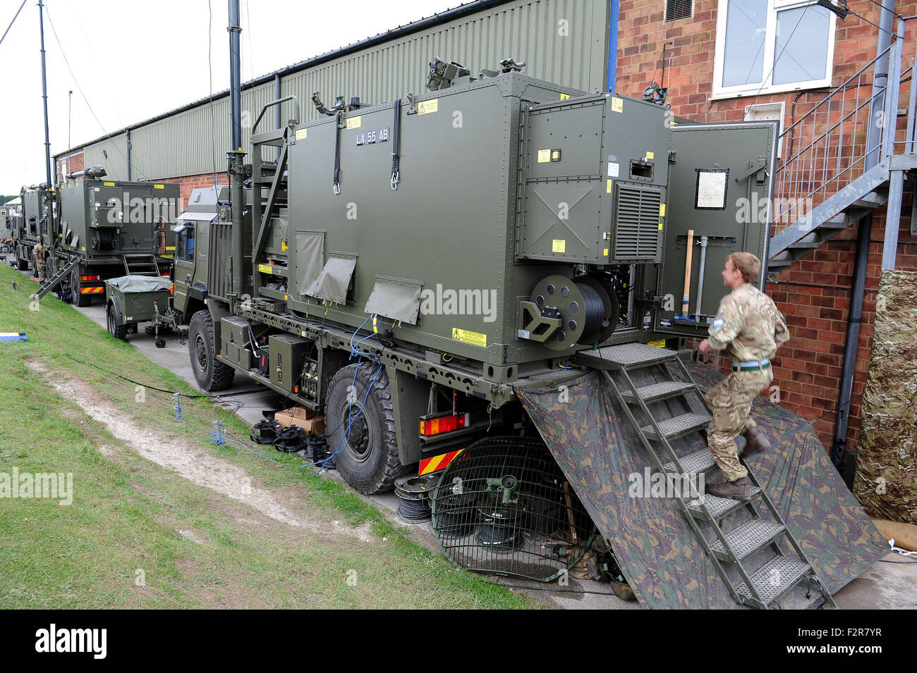 British Army mobile communication system during exercise, Britain, UK ...