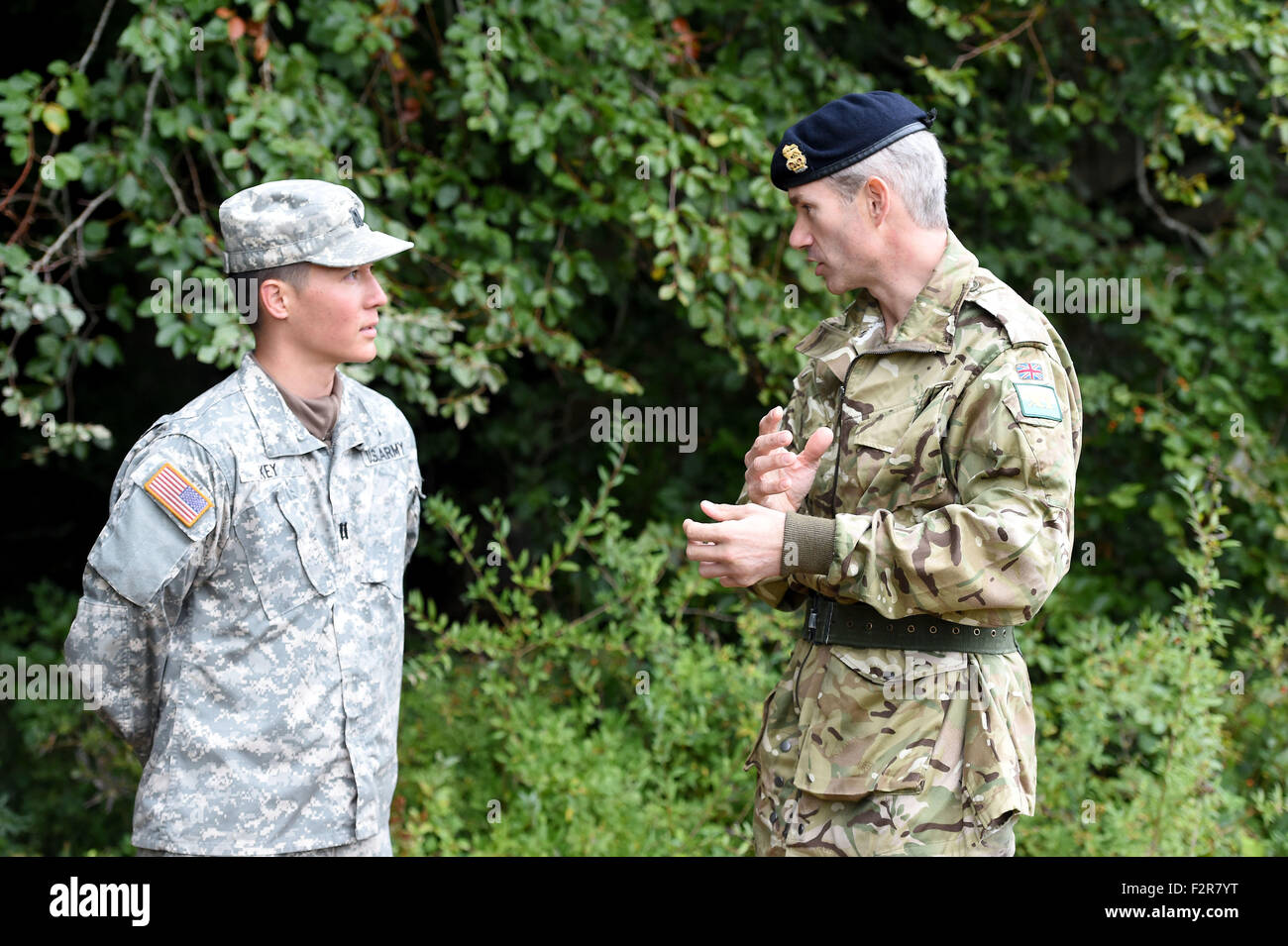 US Army soldier from the 98th Expeditionary Signal Battalion chats to ...