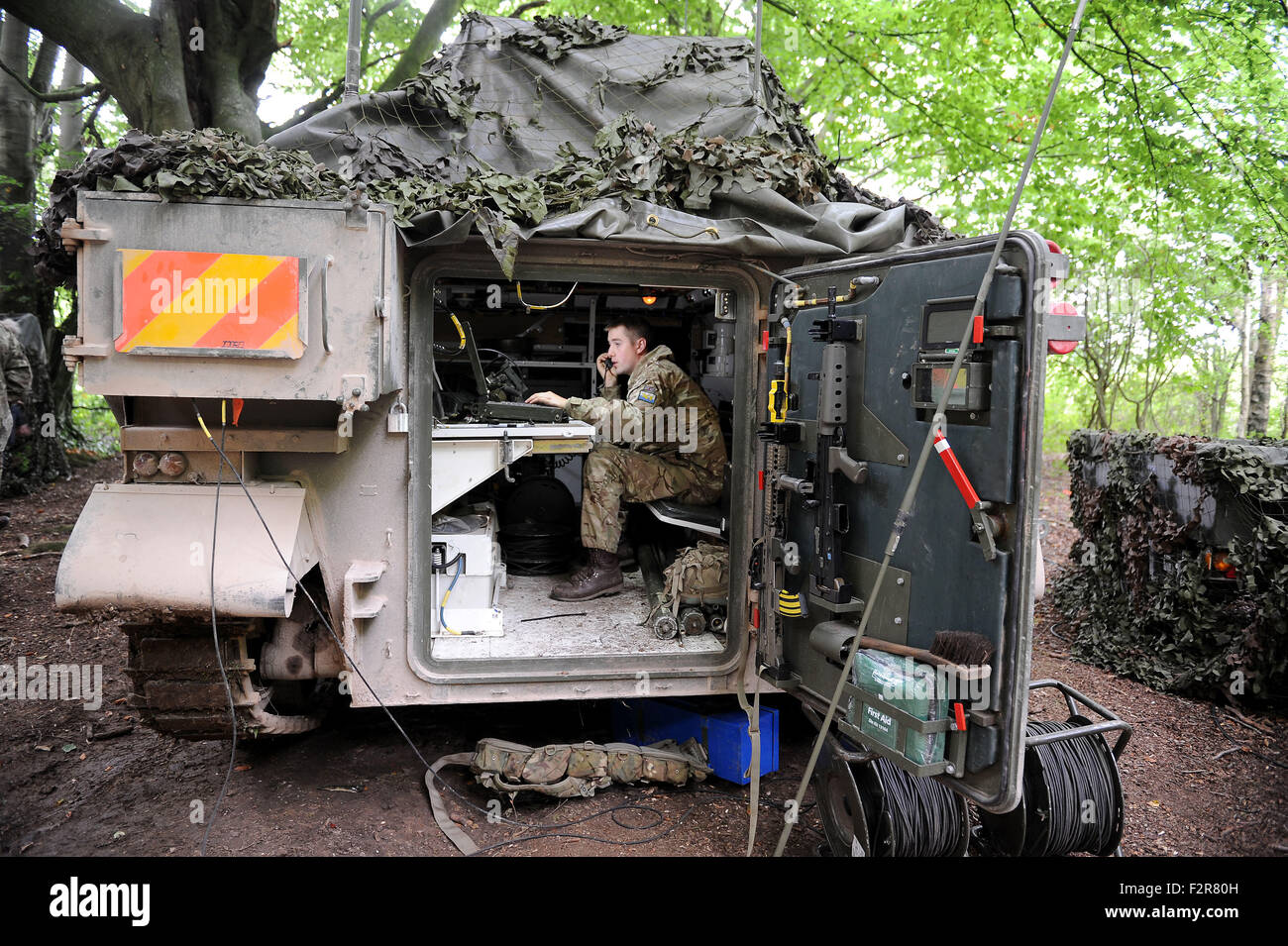 British Army radio operator during exercise, Britain, UK Stock Photo ...