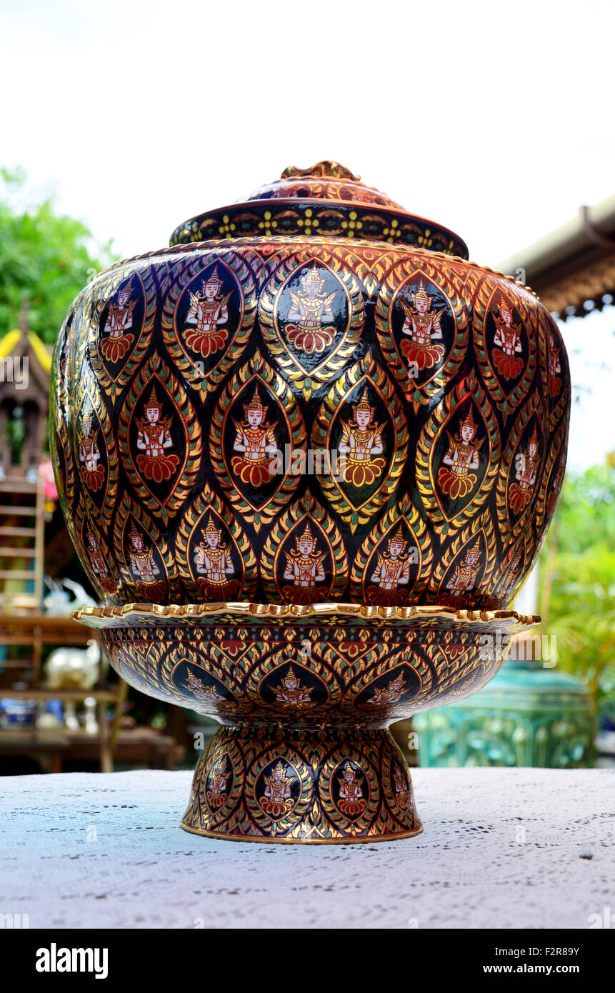 Craft Benjarong is traditional thai five basic colors style pottery for ...