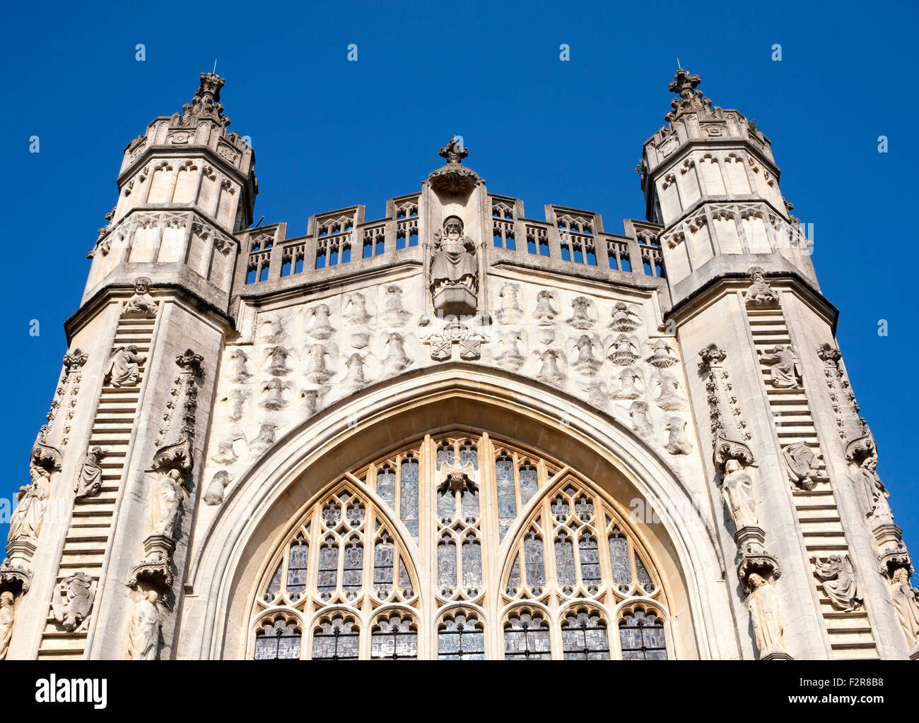 Angels and ascending and descending on ladders frontage, Abbey church ...