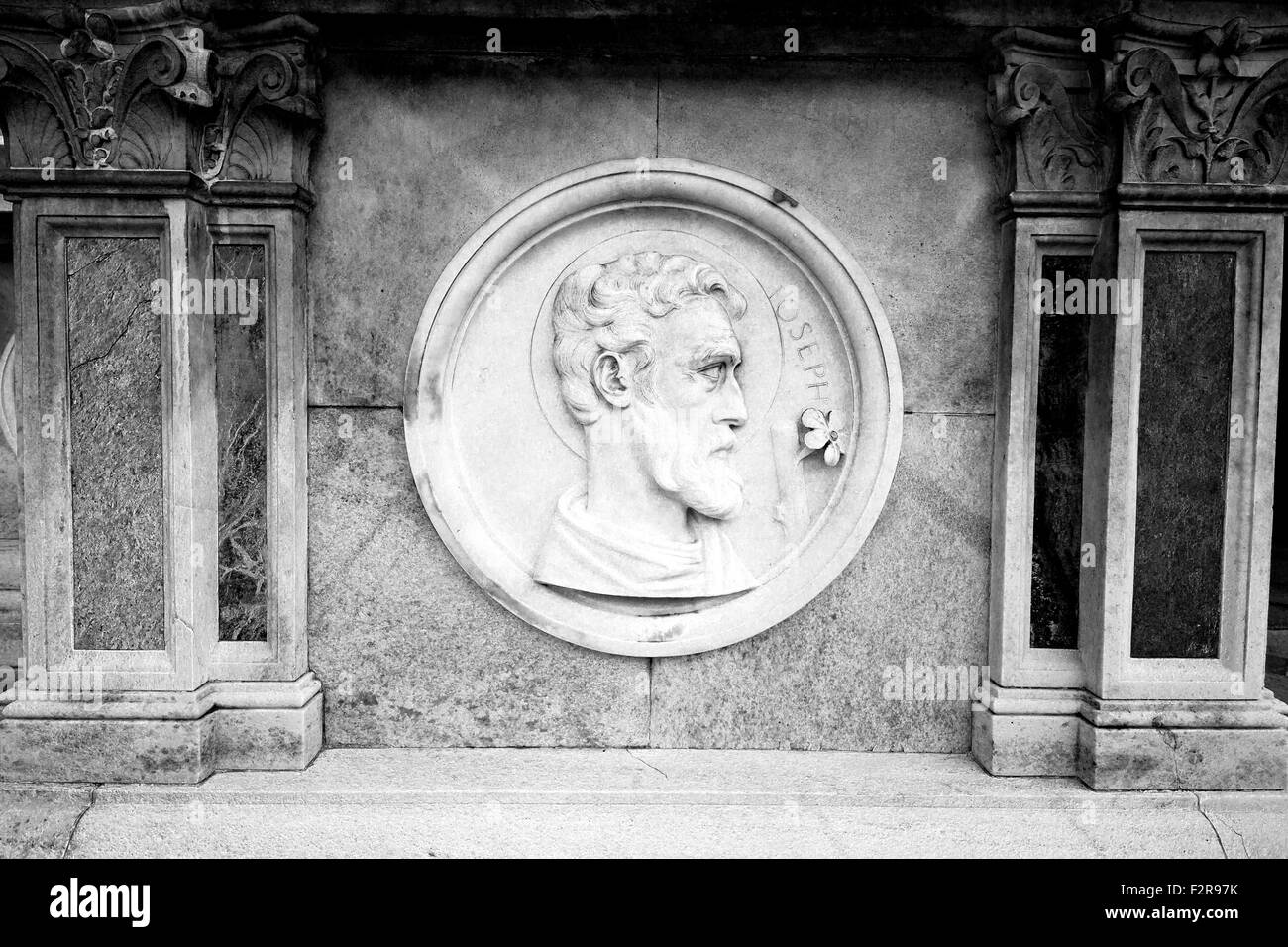 marble in old historical construction italy europe milan and statue ...