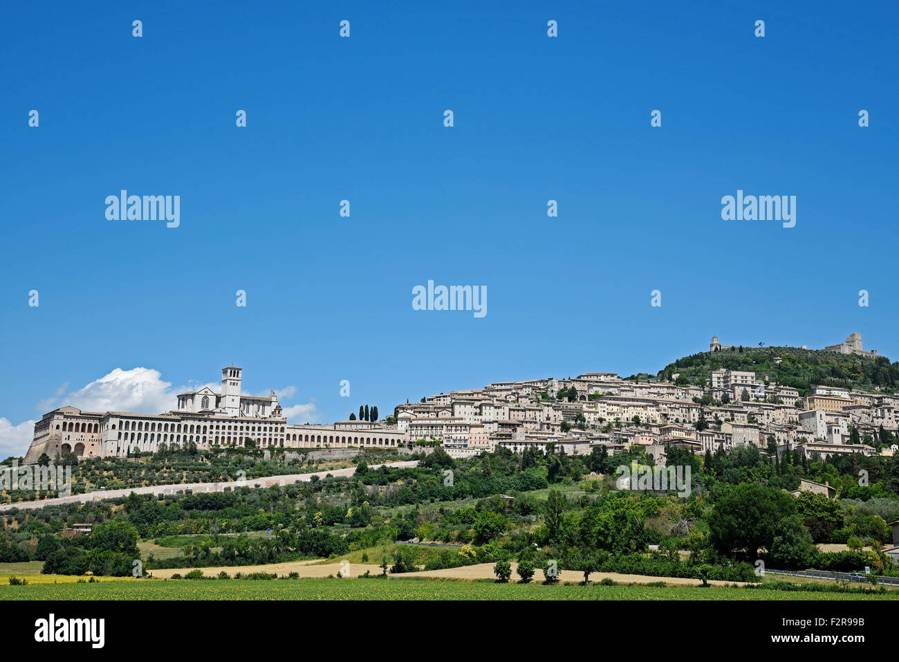 Cityscape with the Basilica of San Francesco, Assisi, Province of ...