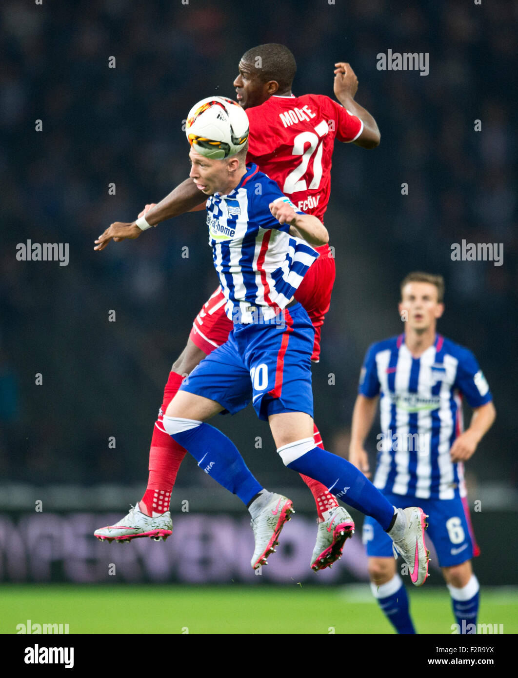 Berlin, Germany. 22nd Sep, 2015. Berlin's Mitchell Weiser (front) and ...