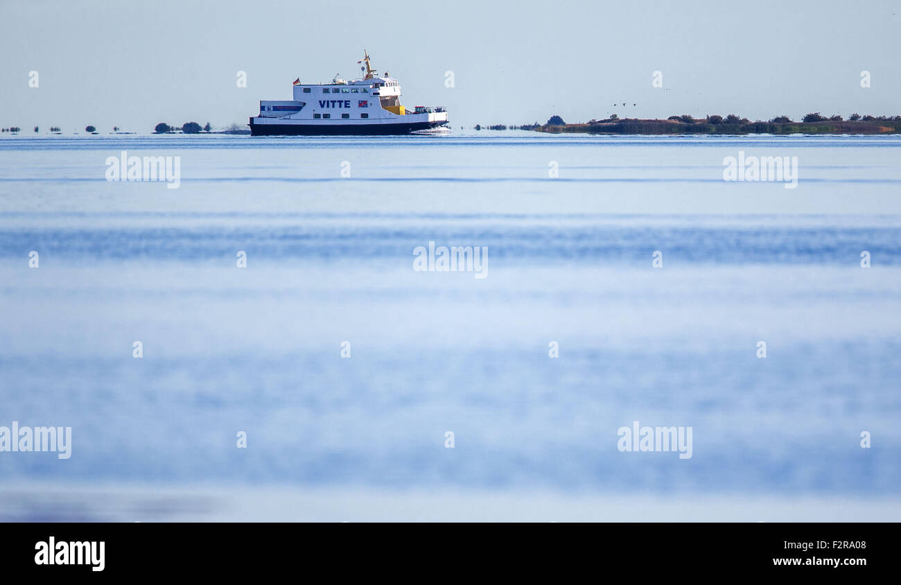 The ferry boat 'Vitte' on the way to the island of Ruegen (Mecklenburg ...