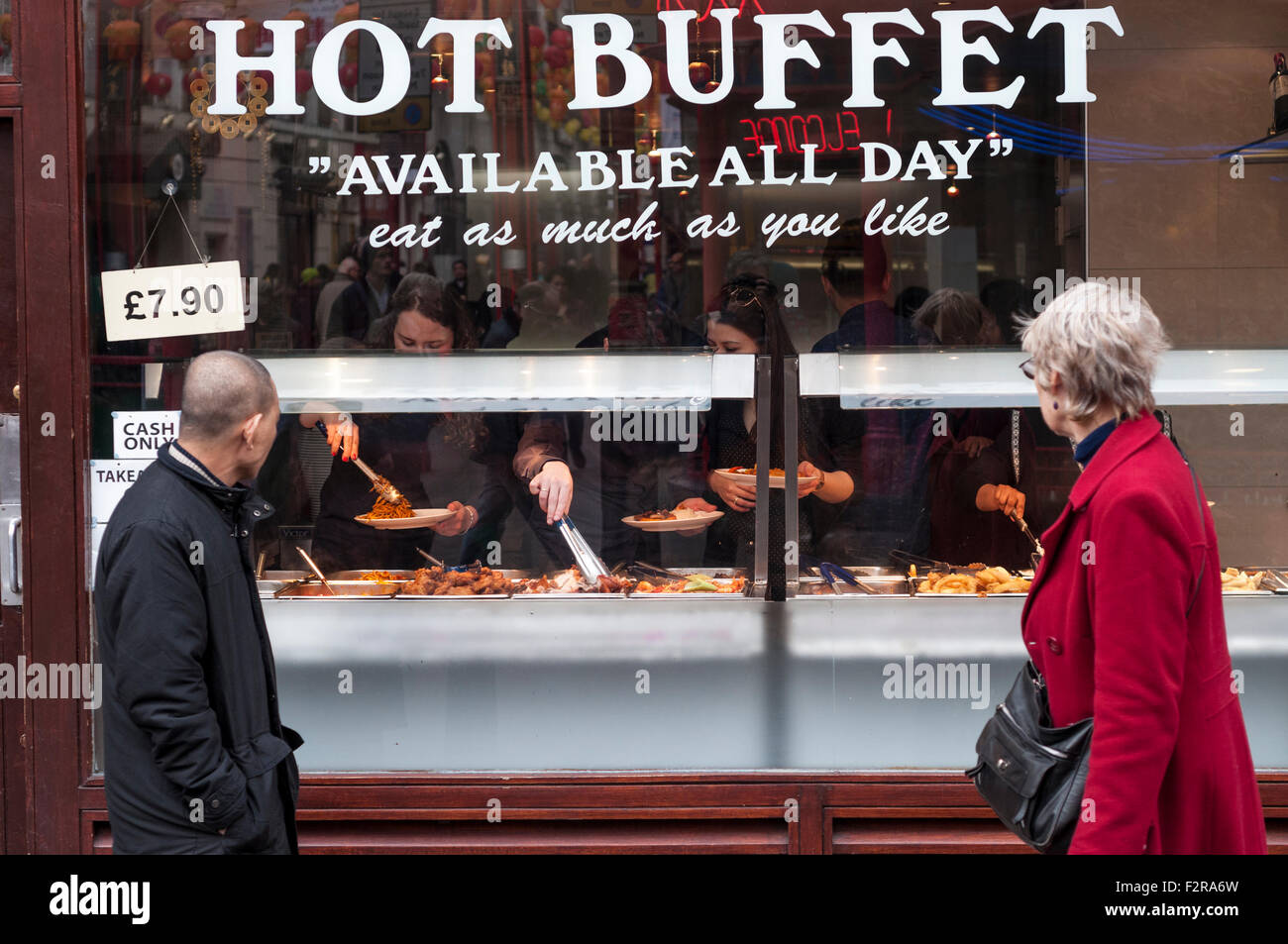 Buffet restaurant window, Chinatown, London, UK Stock Photo - Alamy