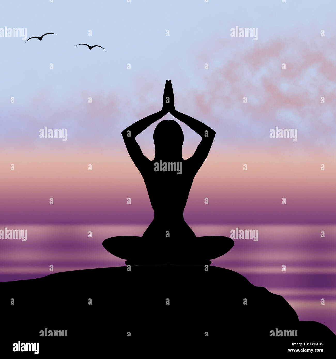 Yoga Pose Indicating Countryside Trees And Enlightenment Stock Photo ...