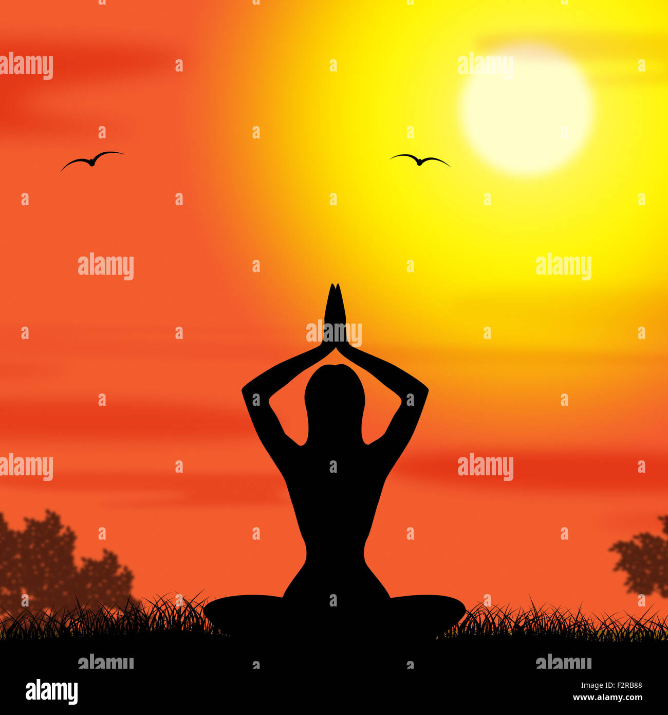 Yoga Pose Showing Enlightenment Countryside And Harmony Stock Photo - Alamy