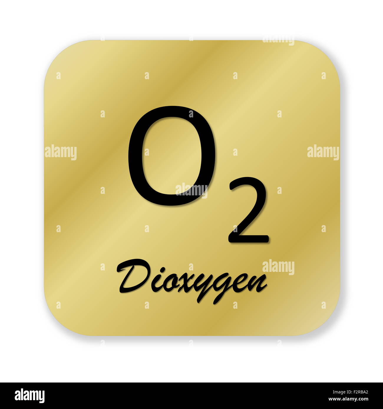 Golden chemical formula of dioxygen symbol isolated in white background ...