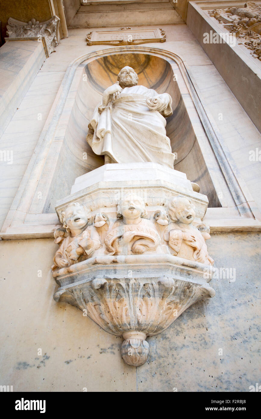 marble in old historical construction italy europe milan and statue ...