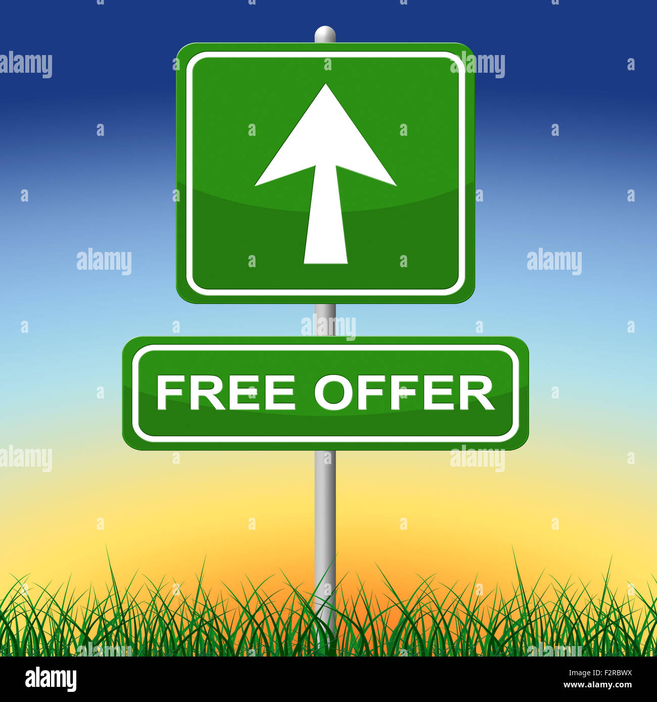 Free Offer Sign Representing With Our Compliments And Without Charge ...