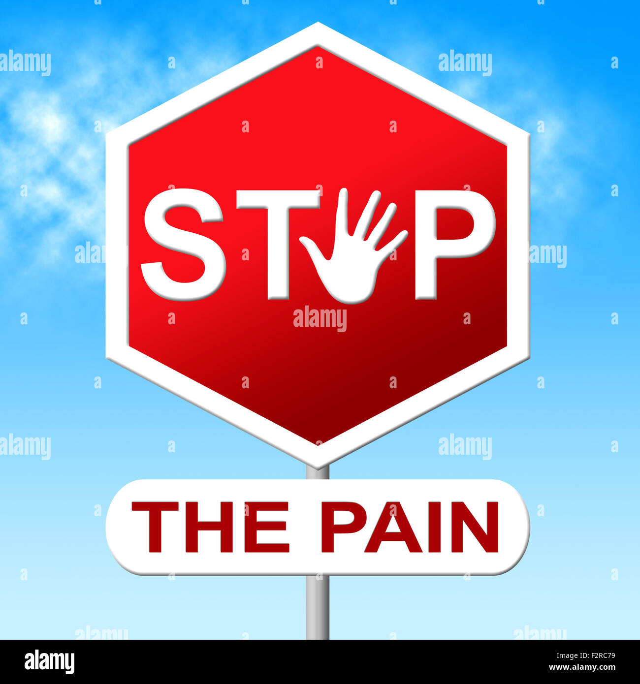 Pain Stop Representing Warning Sign And Restriction Stock Photo - Alamy