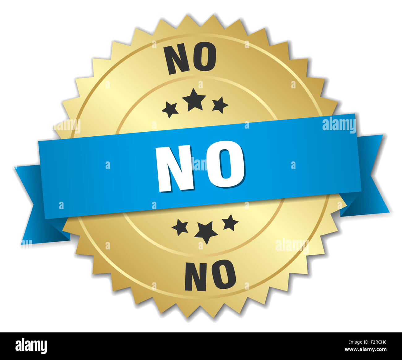 no 3d gold badge with blue ribbon Stock Photo - Alamy