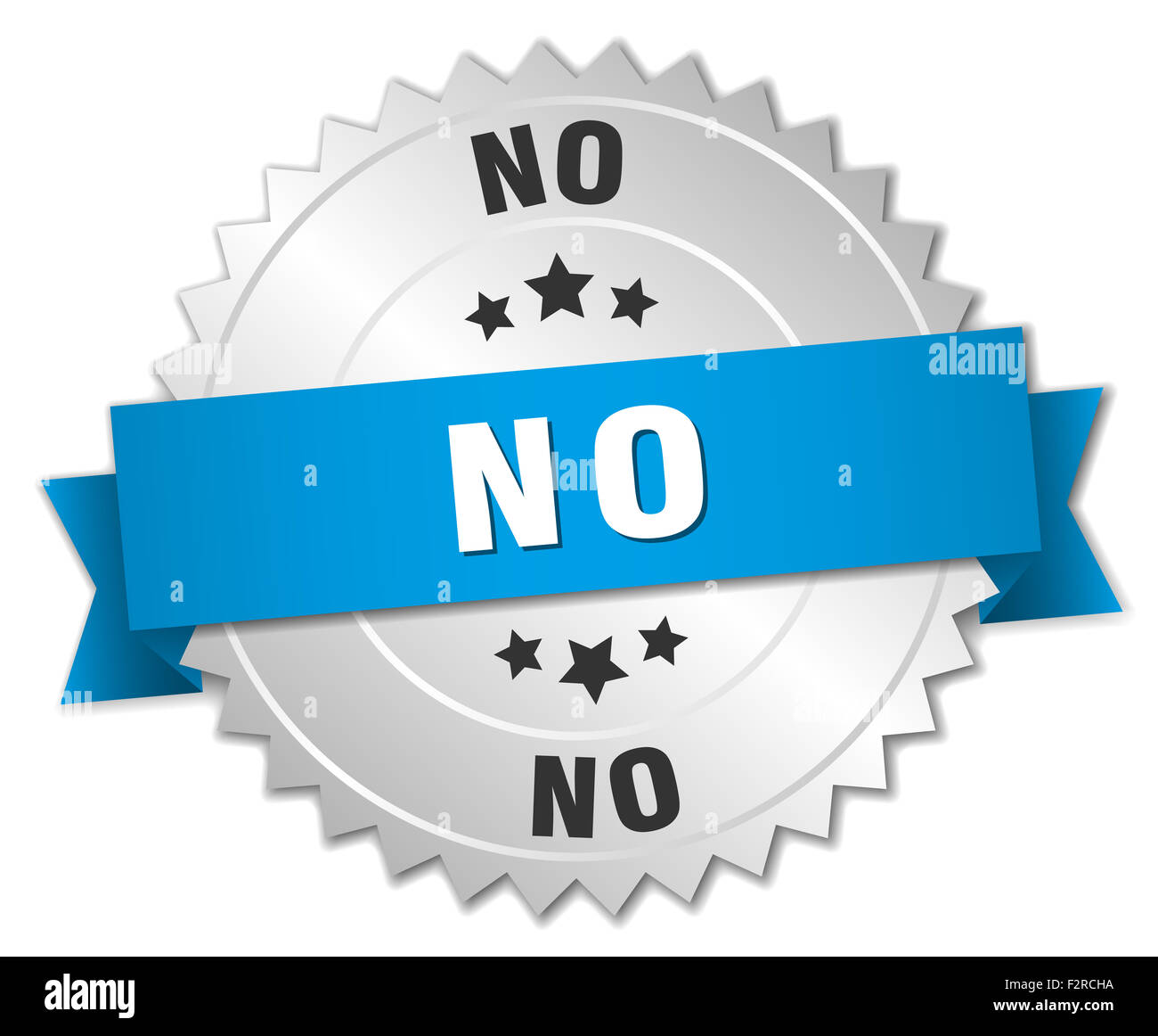 no 3d silver badge with blue ribbon Stock Photo - Alamy