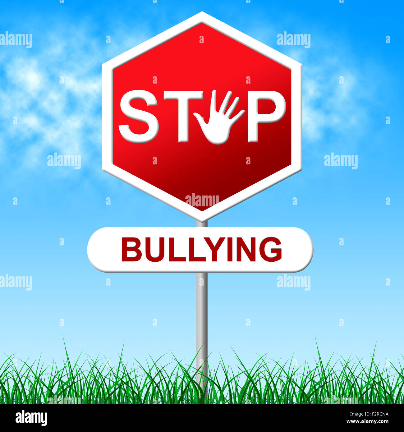 Stop Bullying Meaning Warning Sign And Stopping Stock Photo - Alamy