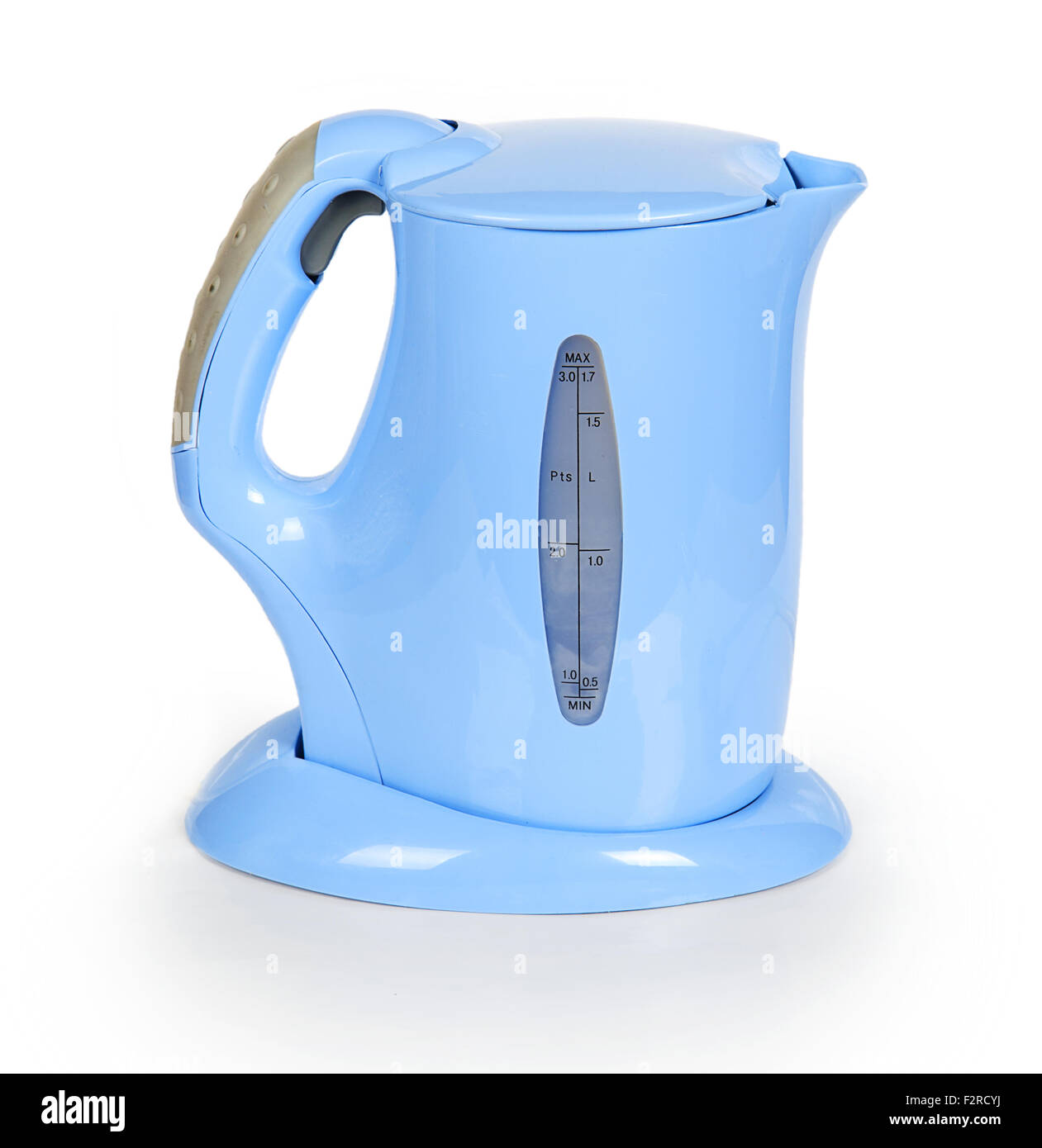 Blue electric kettle isolated on white background Stock Photo - Alamy