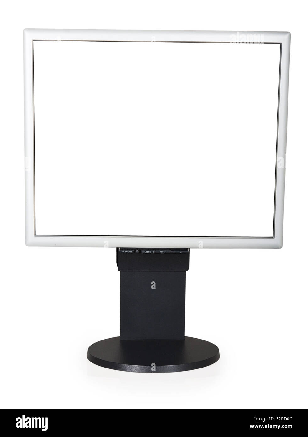 Computer display with blank white screen isolated on white background ...