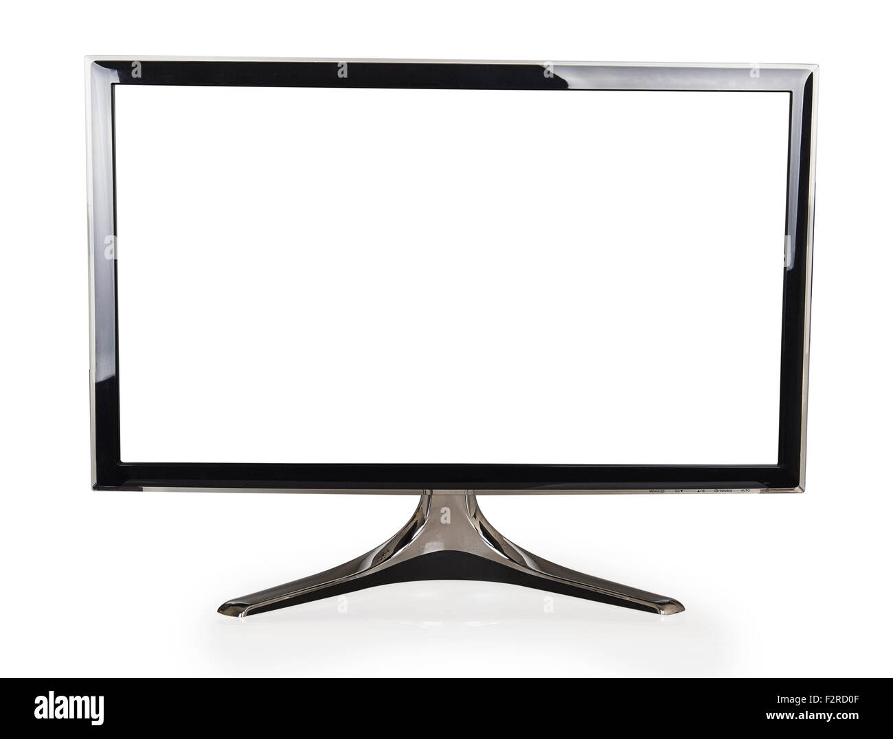 Computer display with blank white screen isolated on white background ...