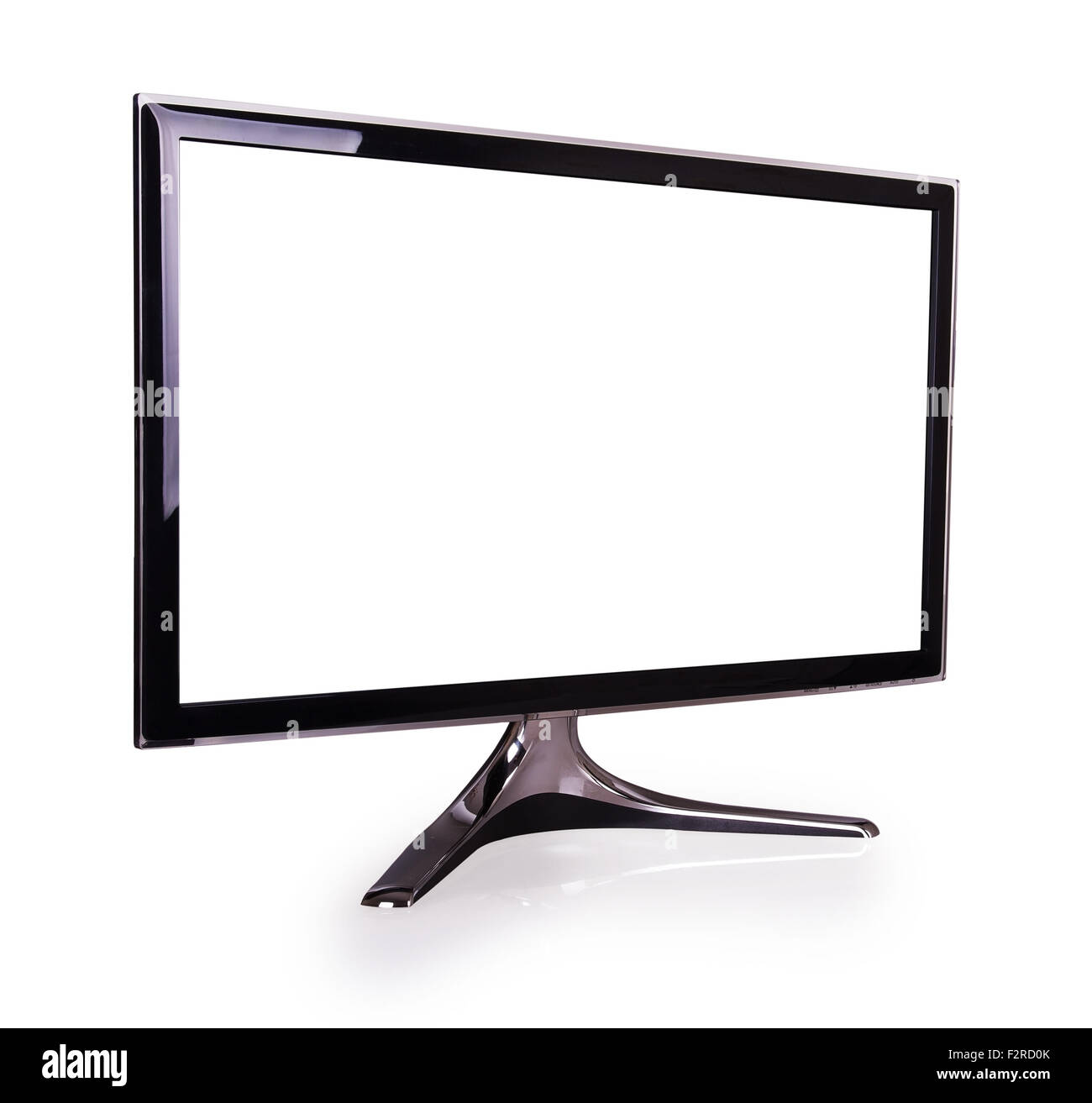 Computer display with blank white screen isolated on white background ...