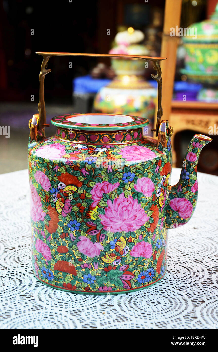 Craft Benjarong is traditional thai five basic colors style pottery for ...