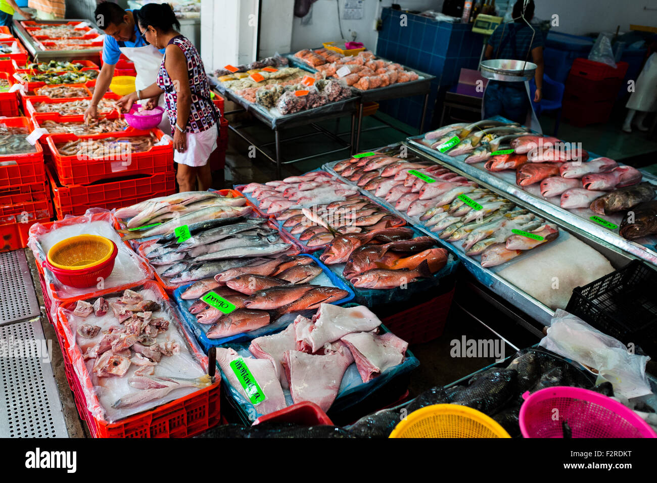 A Mexican woman selects from a wide variety of fish available at the ...