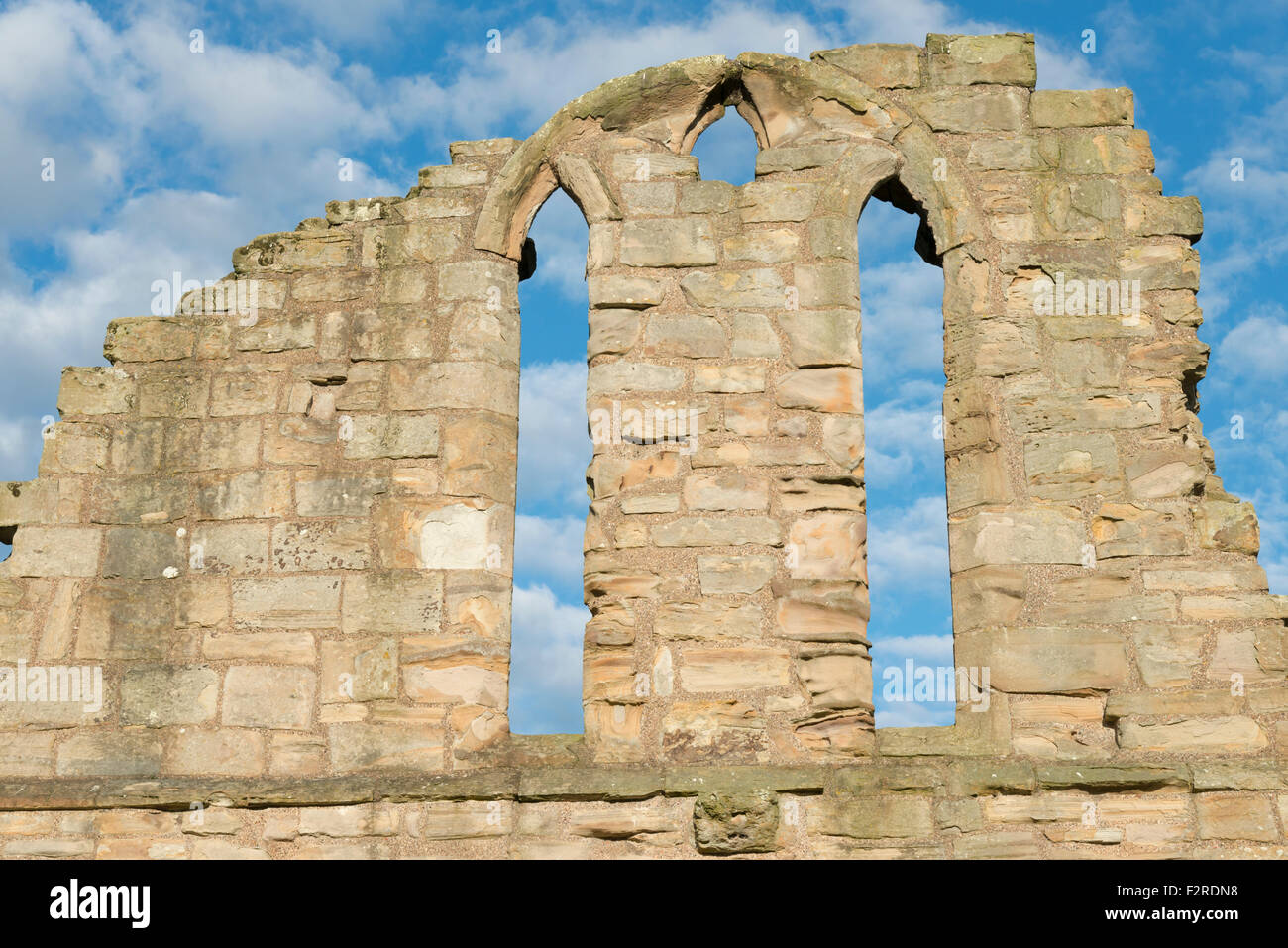 Old stone windows in the ruins of Finchale Abbey Durham UK Stock Photo ...