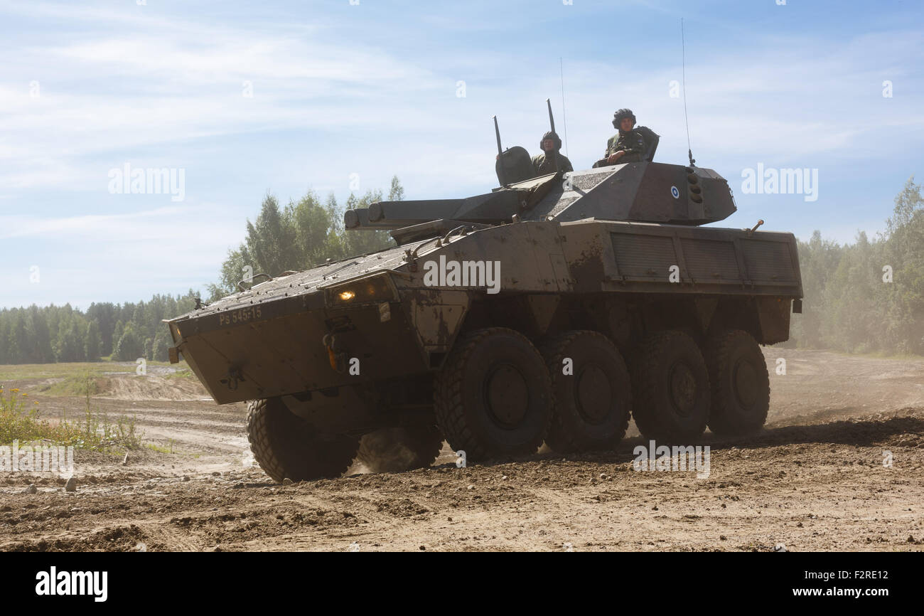 AMOS fire support vehicle of the Finnish Army, with its twin 120 mm ...