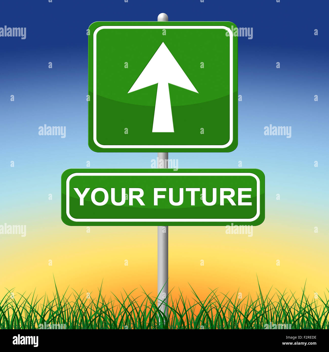 Your Future Representing Message Progress And Pointing Stock Photo - Alamy