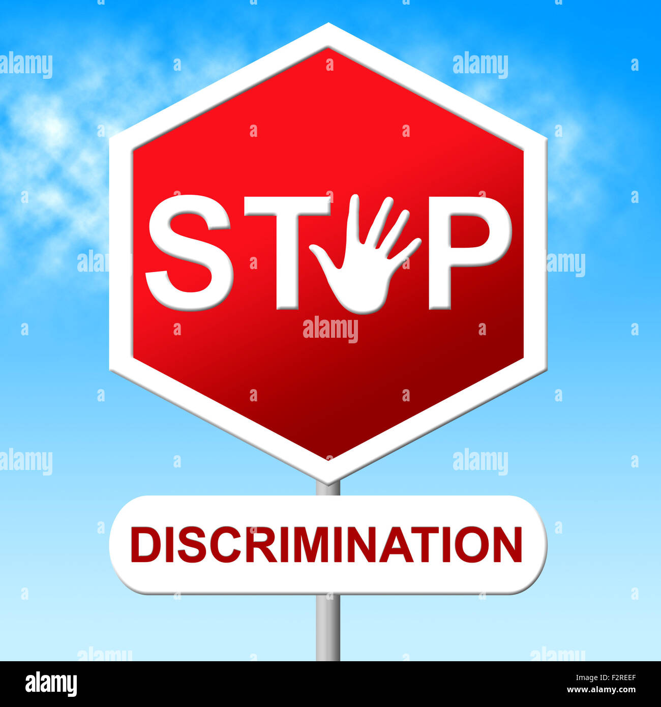 Stop Discrimination Representing Warning Sign And Racialism Stock Photo ...