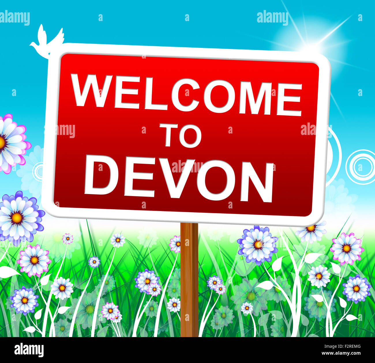 Welcome To Devon Representing West Country And Hello Stock Photo - Alamy