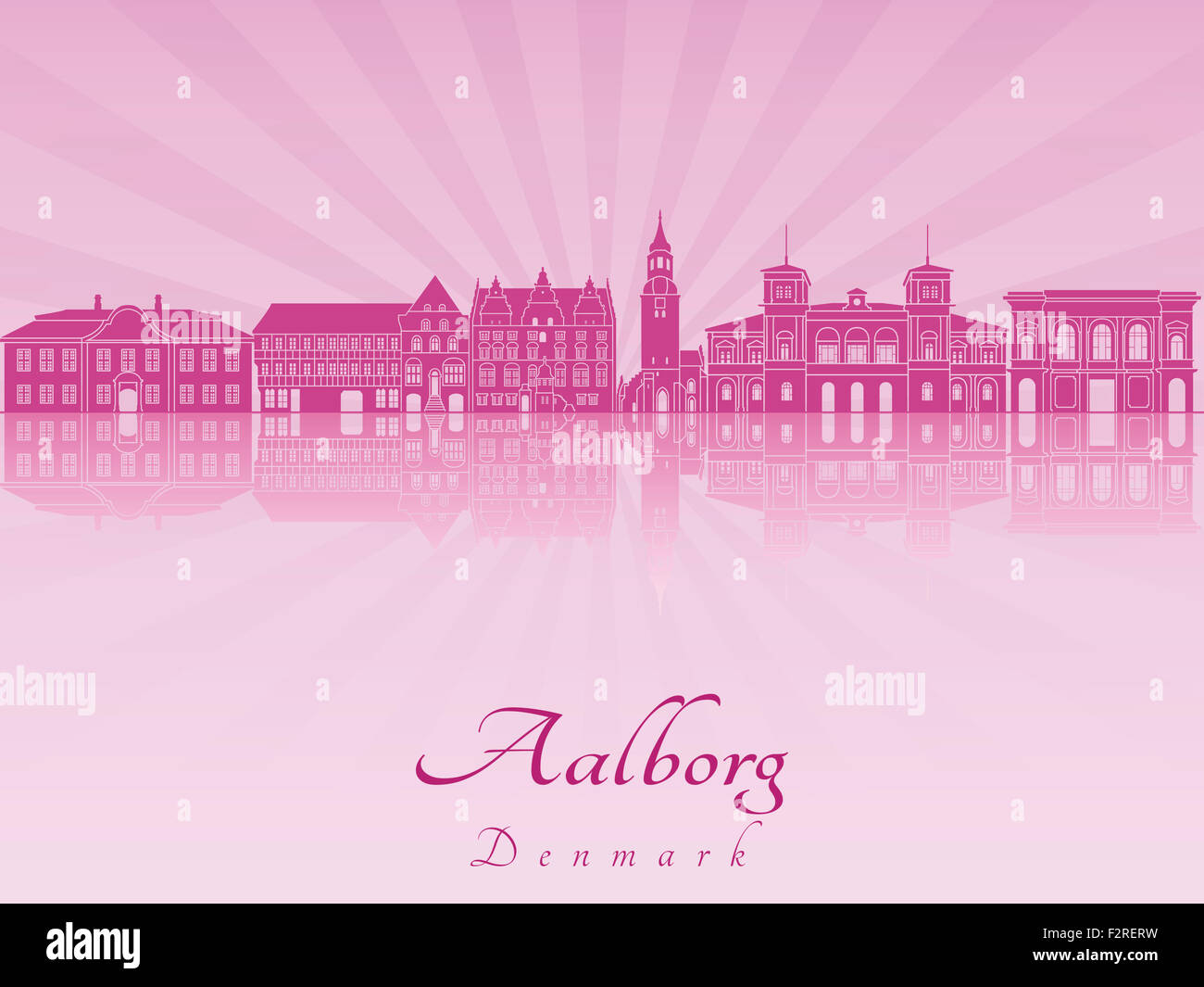 Aalborg skyline in purple radiant orchid in editable vector file Stock ...