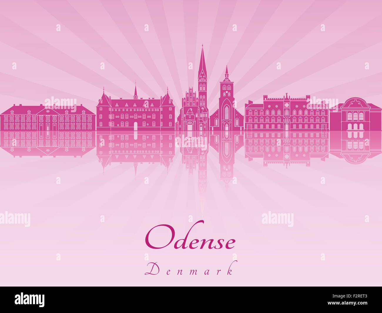 Odense skyline in purple radiant orchid in editable vector file Stock ...