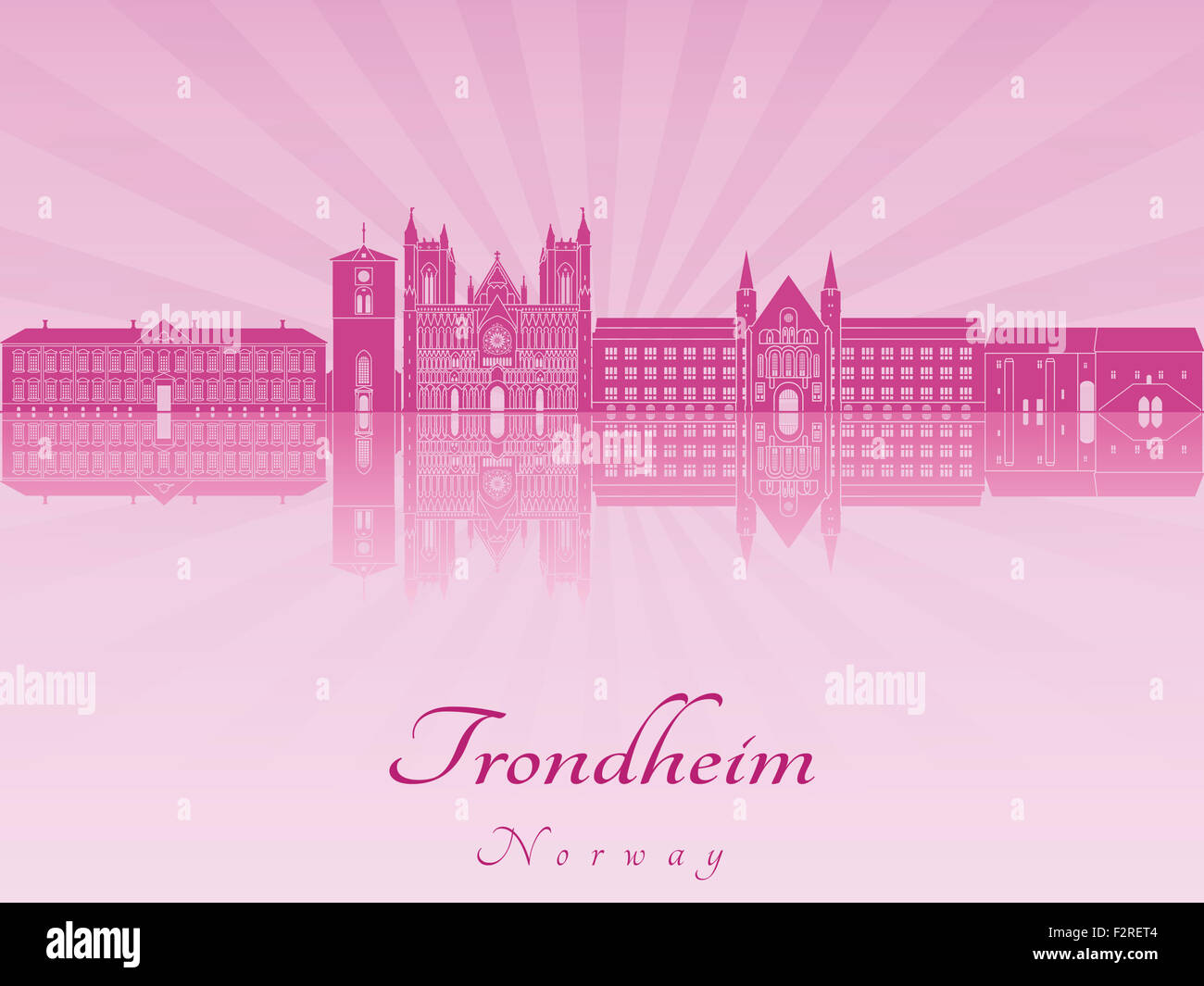 Trondheim skyline in purple radiant orchid in editable vector file ...