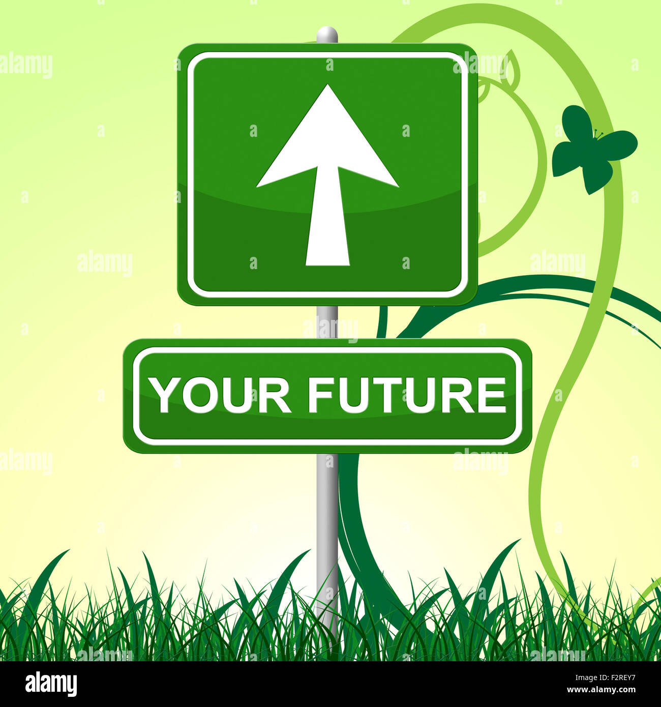 Your Future Meaning Arrow Vision And Pointing Stock Photo - Alamy