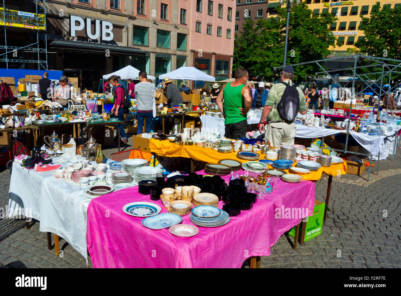Flea market, Hötorget square, Norrmalm district, Stockholm, Sweden ...