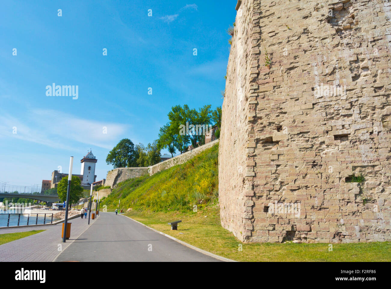 Joepromenaad, riverside promenade, Narva, Ida-Viru County, eastern ...