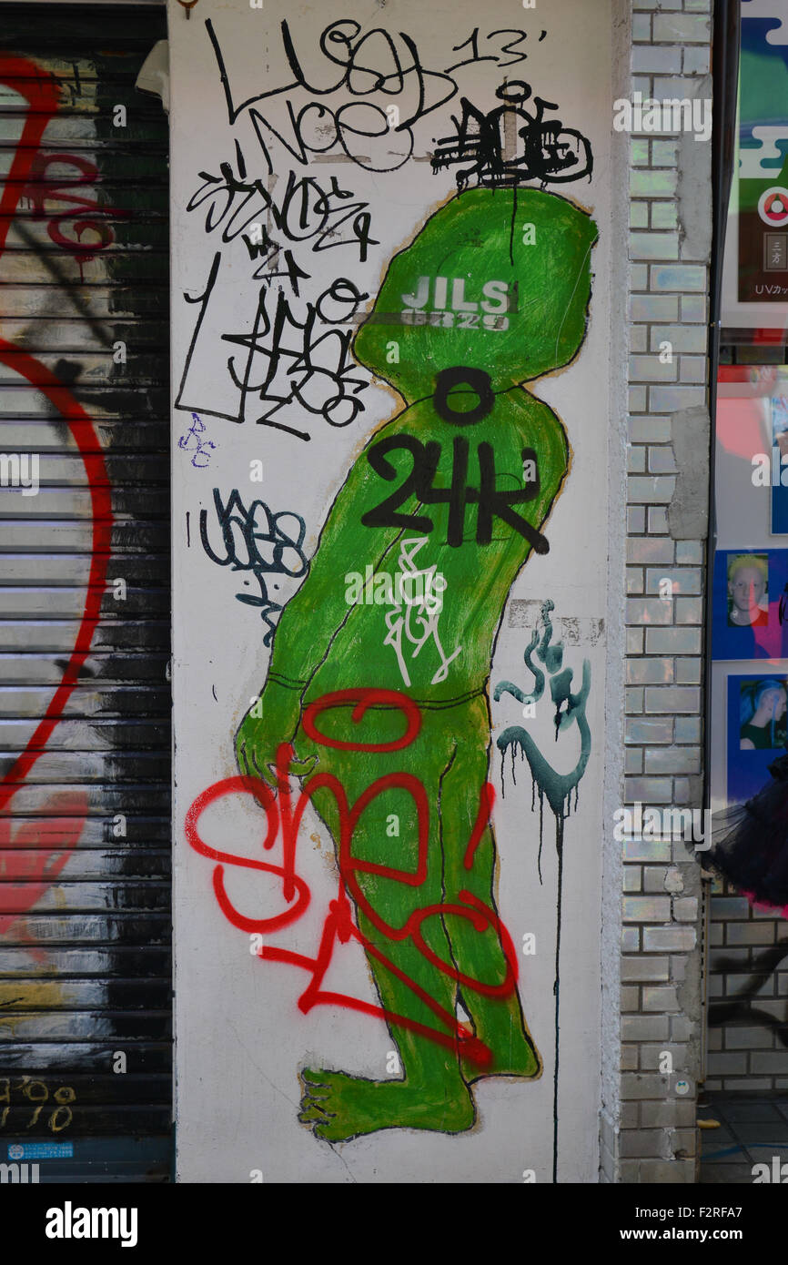 Wall with tags and graffiti. Harajuku, Tokyo Stock Photo - Alamy