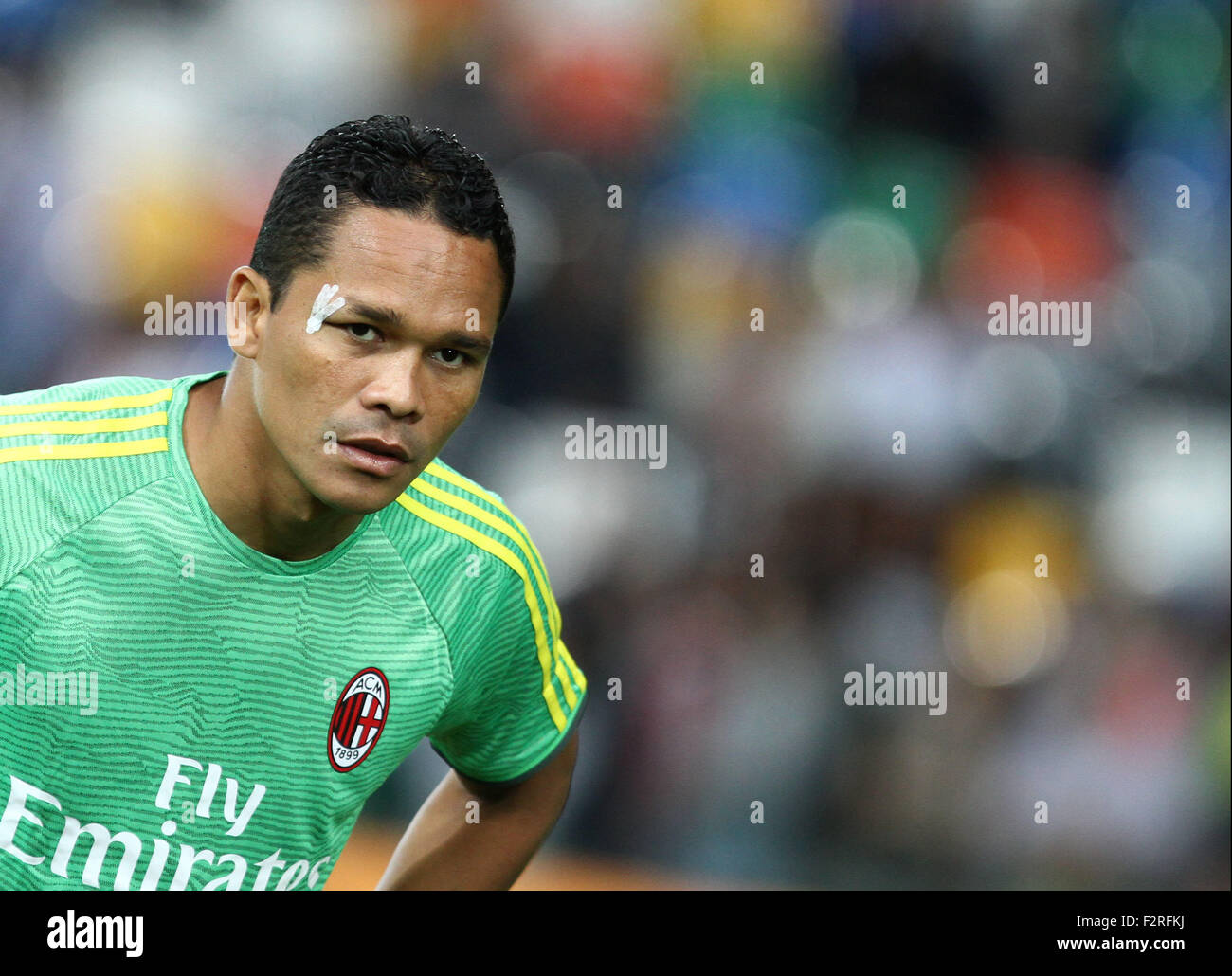 Udine, Italy. 22nd September, 2015. Milan's forward Carlos Bacca looks ...