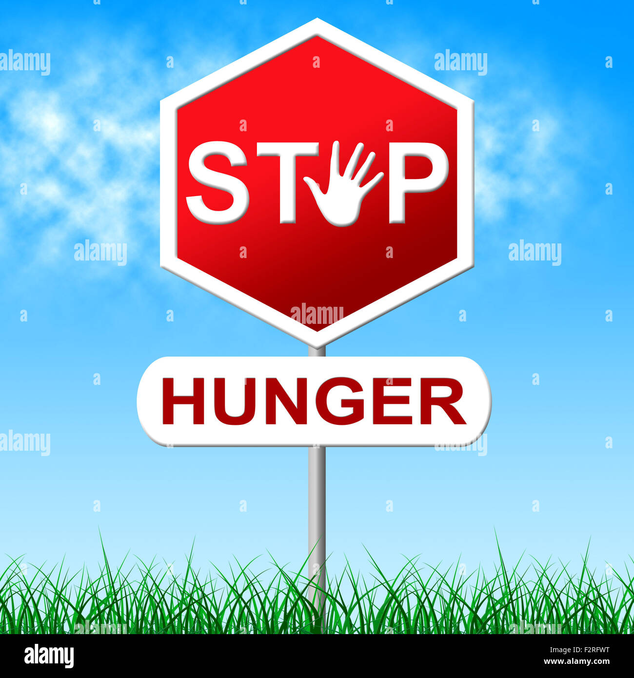 Hunger Stop Indicating Lack Of Food And Warning Sign Stock Photo - Alamy