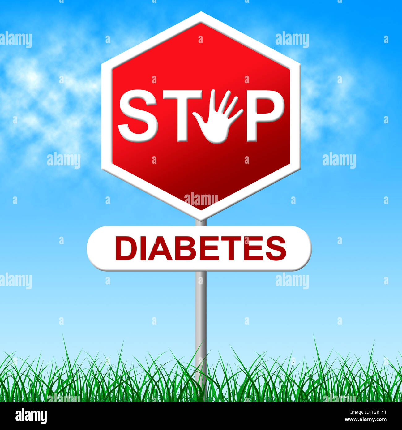 Diabetes Stop Showing Warning Sign And No Stock Photo - Alamy