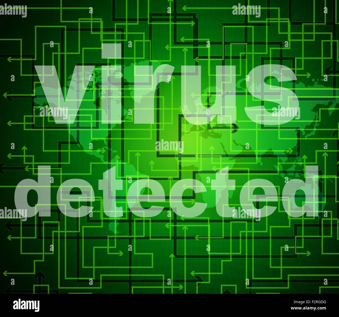 Virus Detected Showing Antiviral Found And Trojan Stock Photo - Alamy