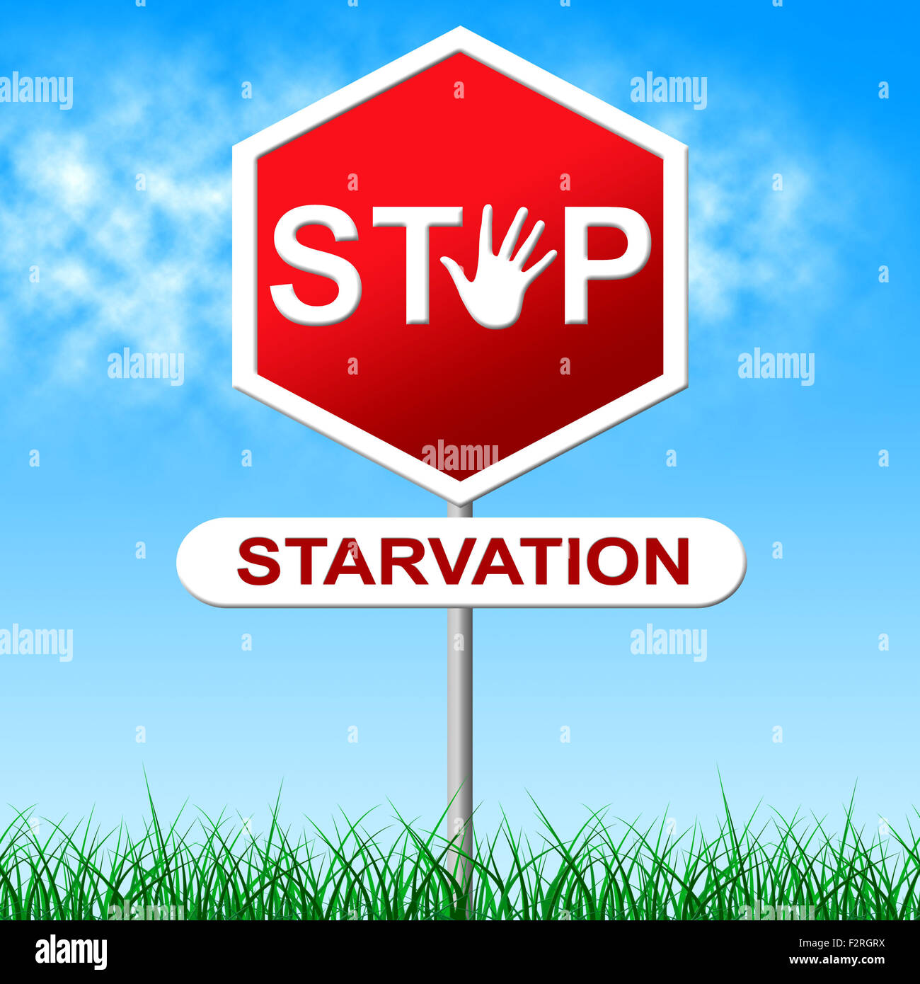 Stop Starvation Indicating Lack Of Food And Warning Sign Stock Photo ...