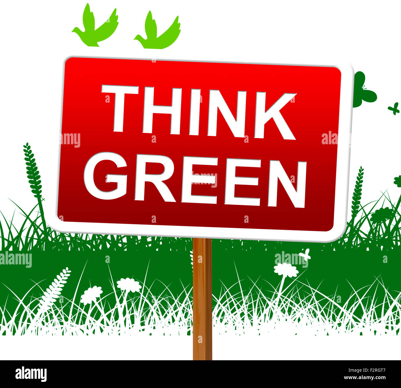 Think Green Representing Earth Day And Environmentally Stock Photo - Alamy